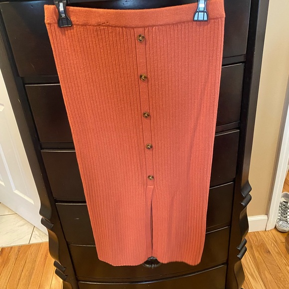Love Tree | Skirts | Front Slit Button Knitted Midi Skirt | Poshmark